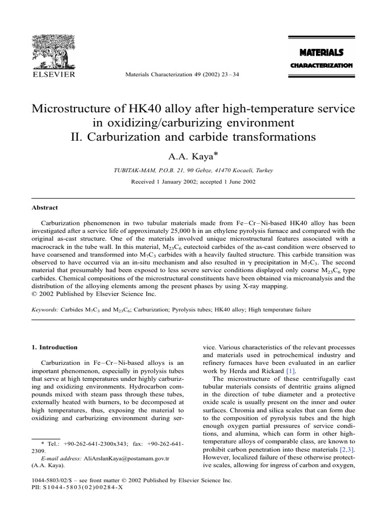 Microstructure of HK40 Alloy After High-temperatur (3) | PDF ...