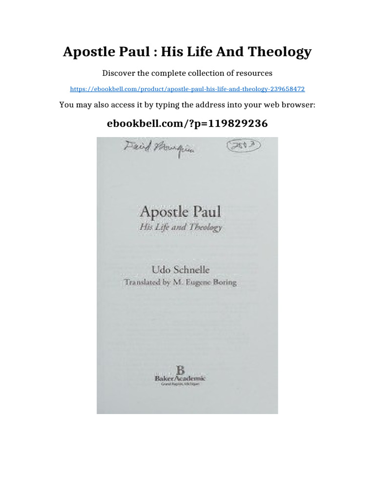 Apostle Paul: His Life and Theology Updated 2025 | PDF