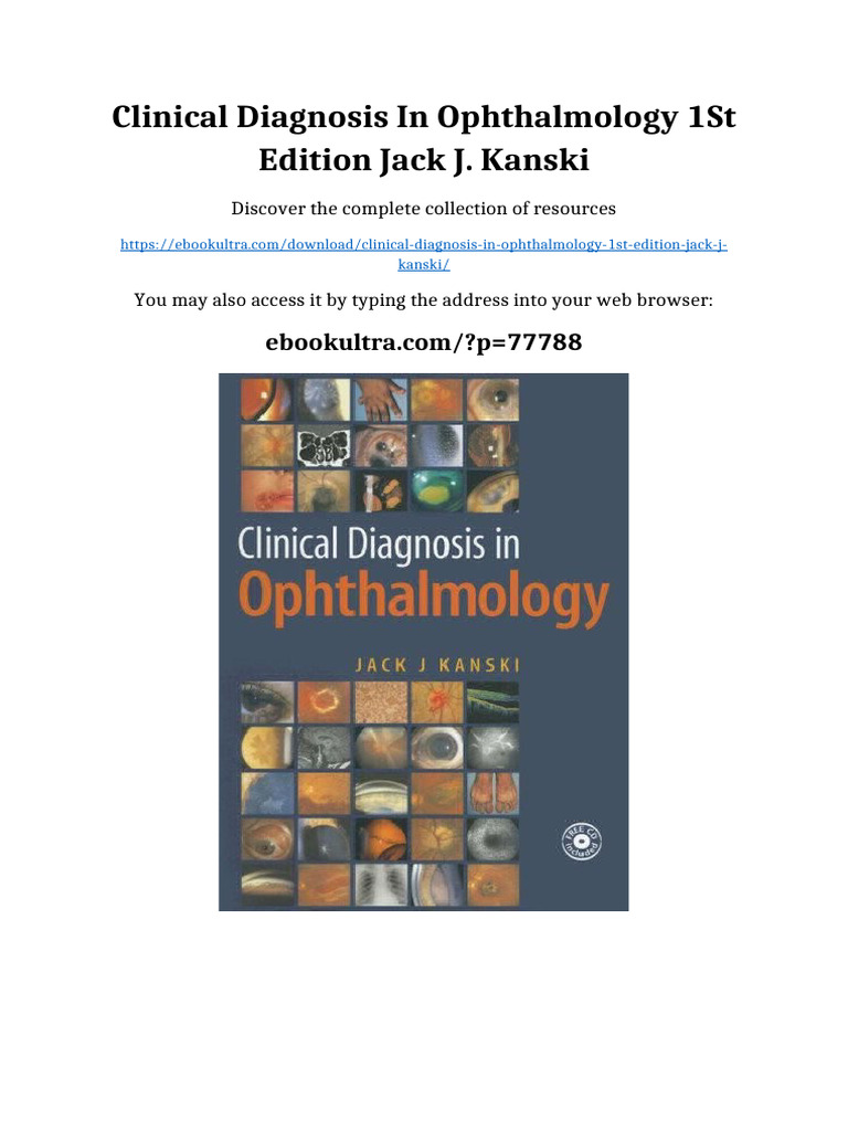 Clinical Diagnosis in Ophthalmology 1st Edition Jack J. Kanski all ...