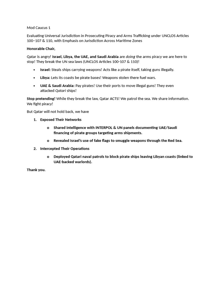 Mod Caucus 1 Evaluating Universal Jurisdiction in Prosecuting Piracy ...