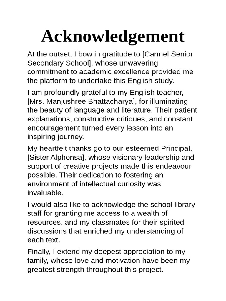 Acknowledgement English | PDF