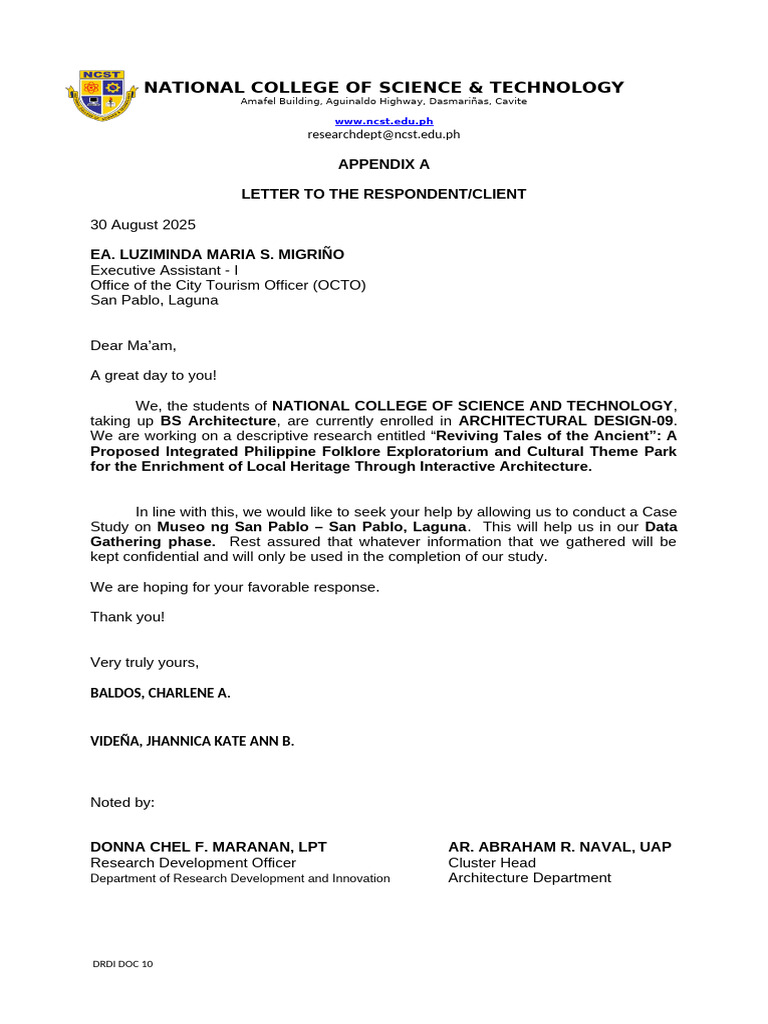 Appendix A Letter To The Respondent Client | PDF