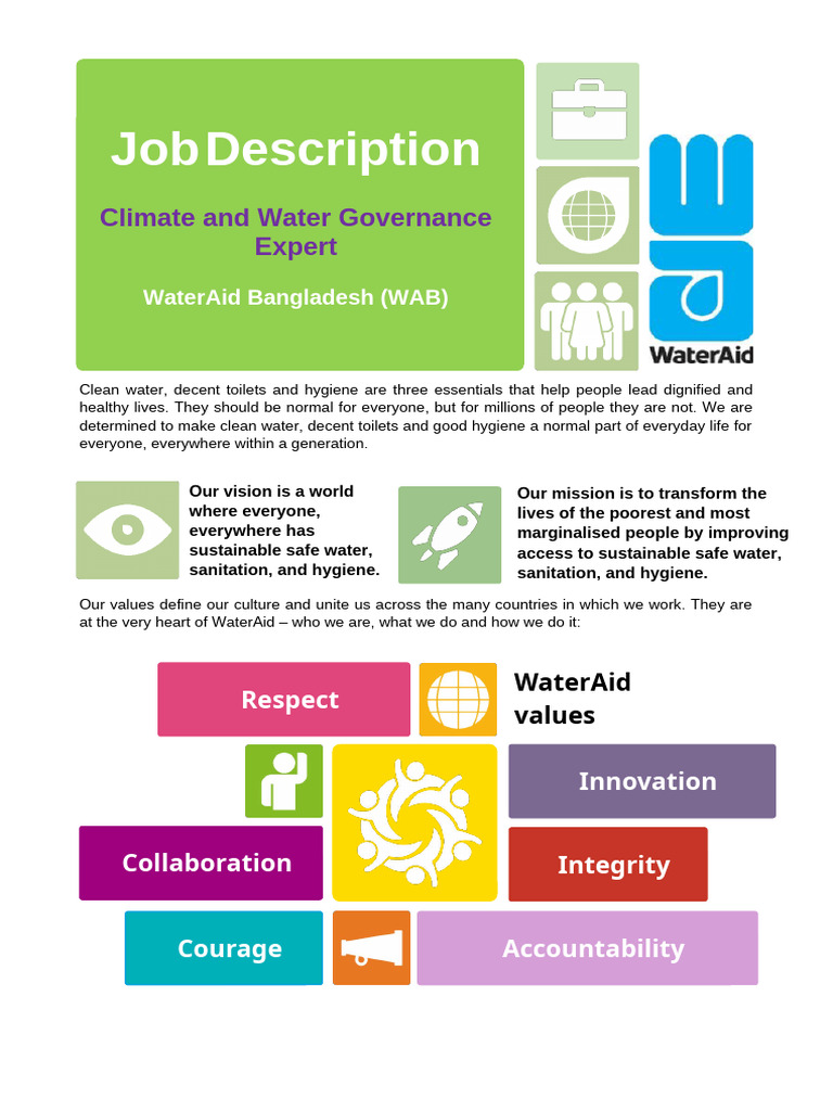 Job Description_Climate and Water Governance Expert (1) | PDF | Wash ...