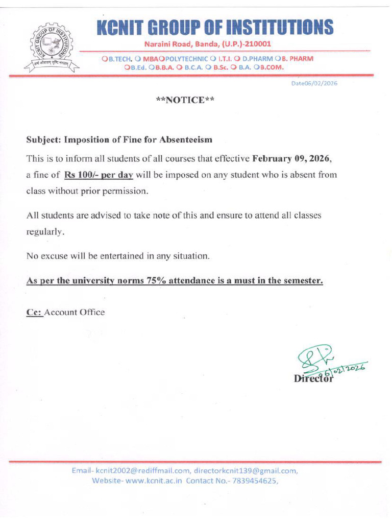 Attendance Notice | PDF