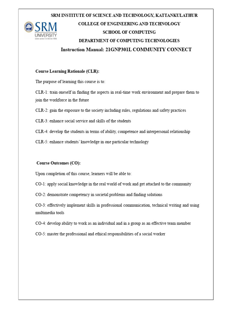 Instruction Manual Community Connect Course (1) | PDF | Behavior ...