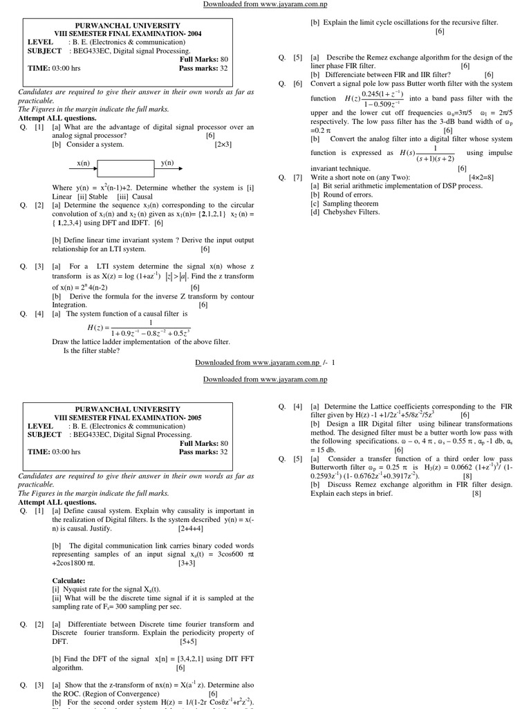 DSP1 | PDF | Digital Signal Processing | Low Pass Filter