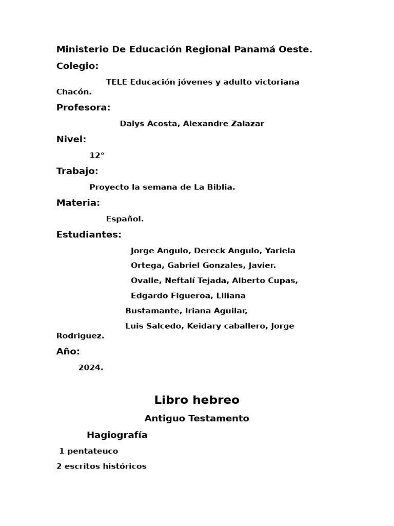 Informacion Para El Murar o Para Exponer en Clase. | PDF | Biblia ...