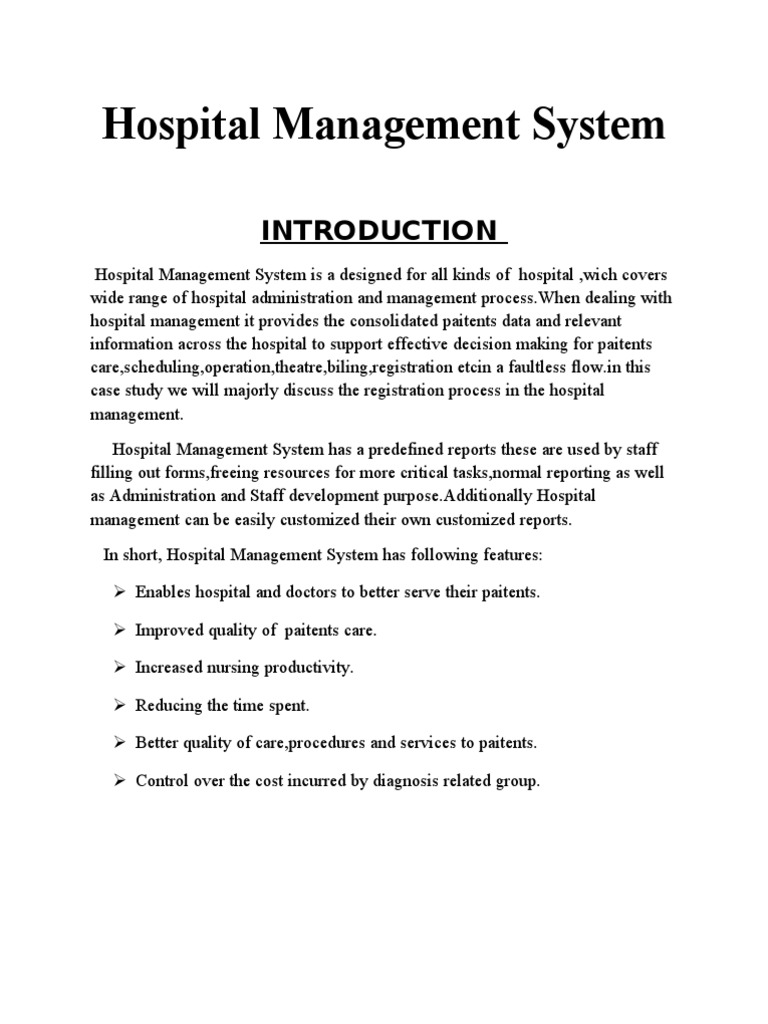 Final Hospital Management System | PDF | Feasibility Study | Patient