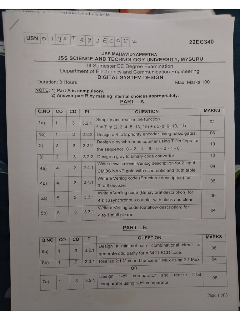 3rd Semester Question Papers | PDF