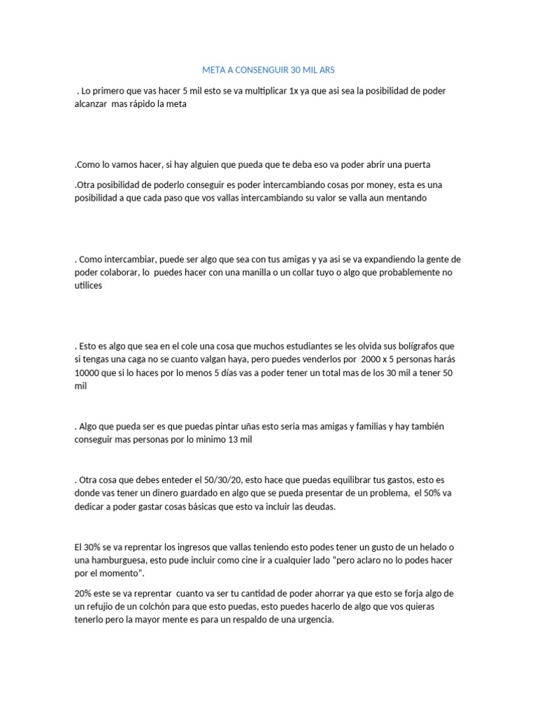 Meta a Consenguir 30 Mil Ars | PDF