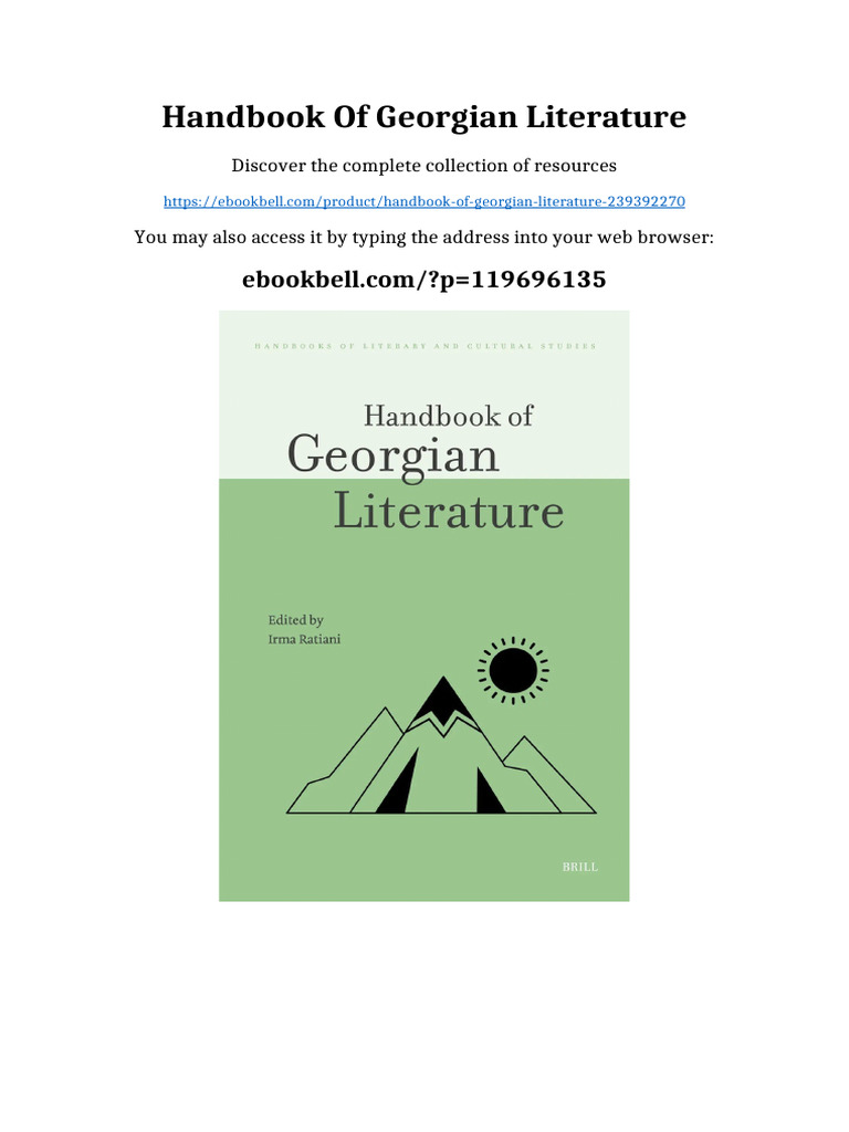 Handbook of Georgian Literature Newest Edition 2025 | PDF ...