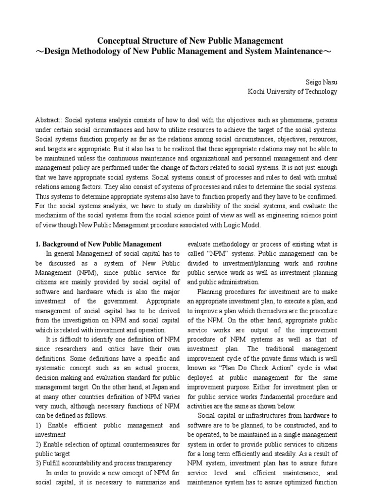 Conceptual Structure of New Public Management Design Methodology of New ...