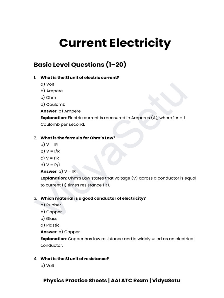 Current Electricity | PDF | Series And Parallel Circuits | Electrical ...