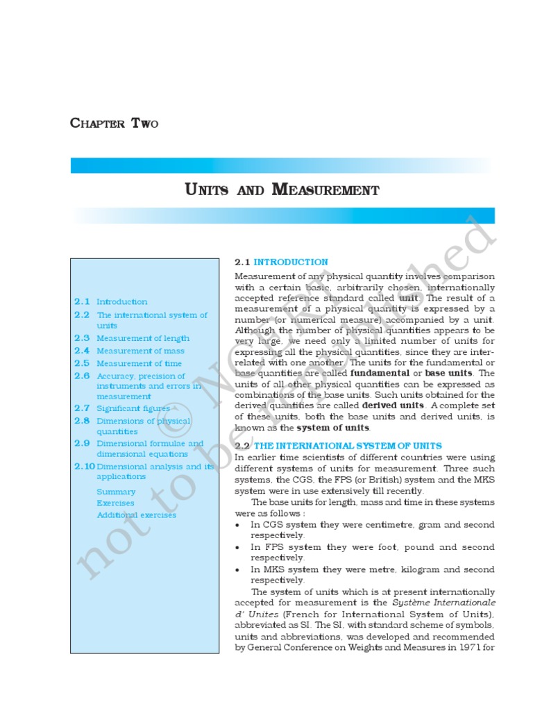 NCERT PH 1 Units and Dimensions | PDF | Significant Figures ...