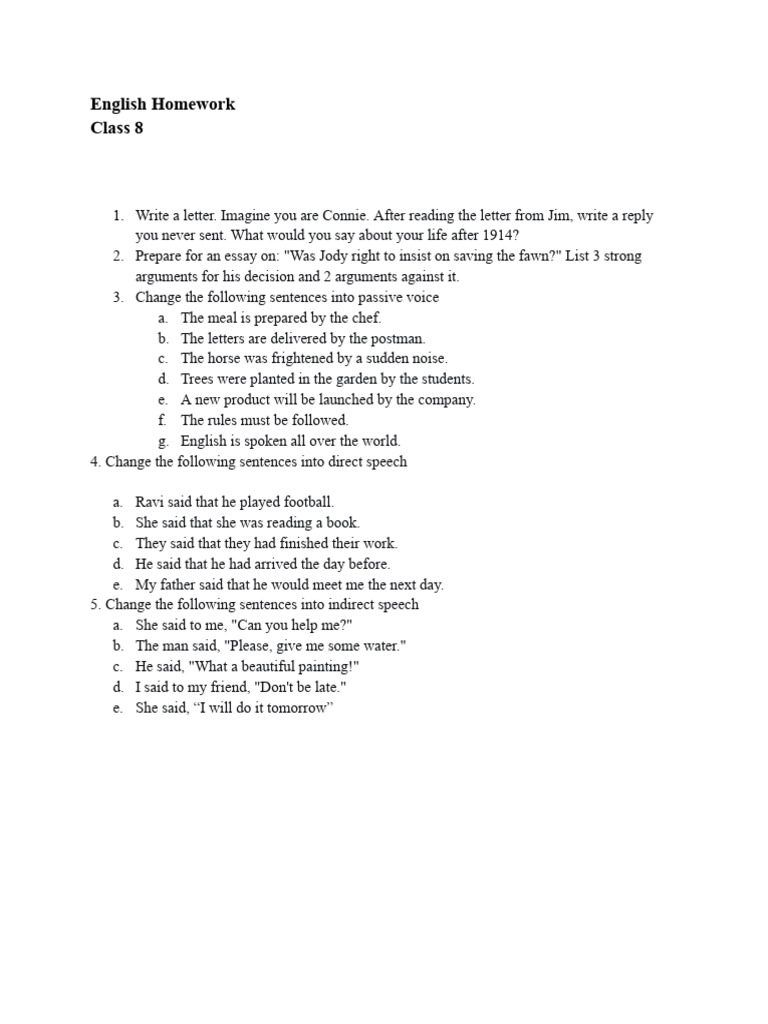 Class 8 Holiday Homework | PDF
