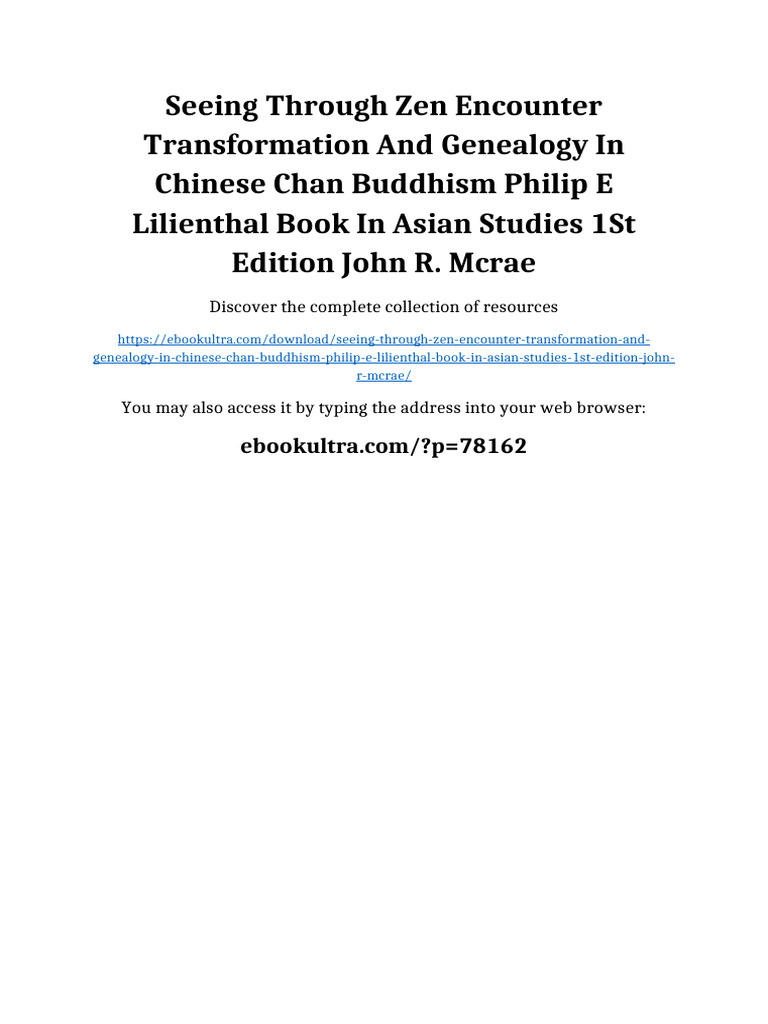 Seeing through Zen Encounter Transformation and Genealogy in Chinese ...