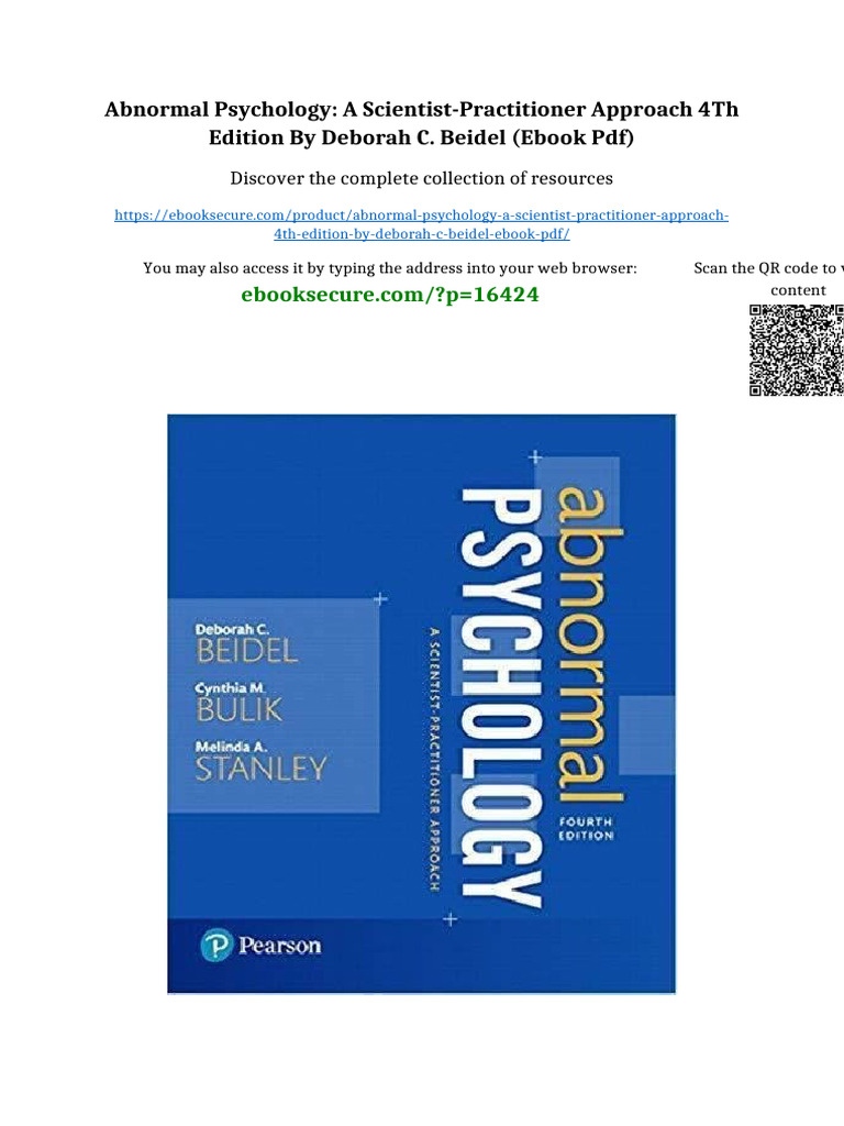 Abnormal Psychology: A Scientist-Practitioner Approach 4th Edition by ...