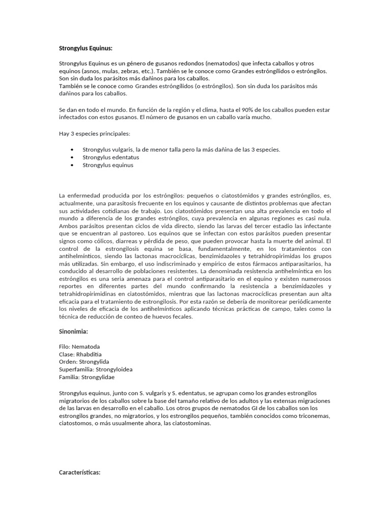 Strongylus Equinus | PDF