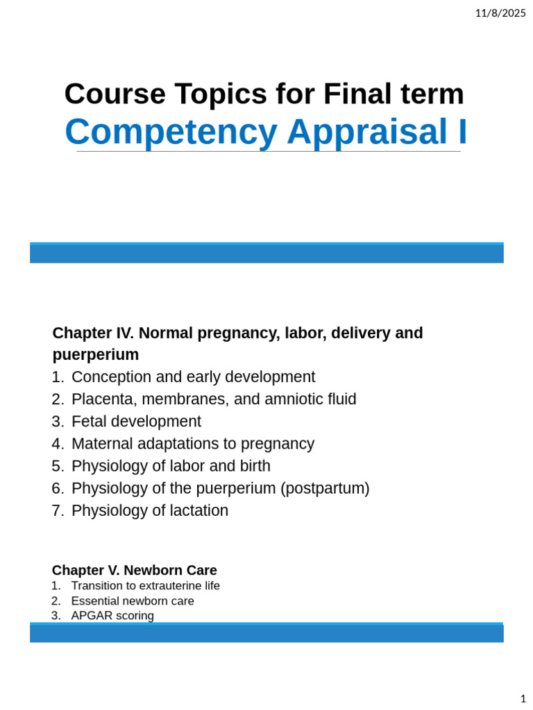 Chapter IV Normal Pregnancy, Labor, Delivery and Puerperium - Detailed ...