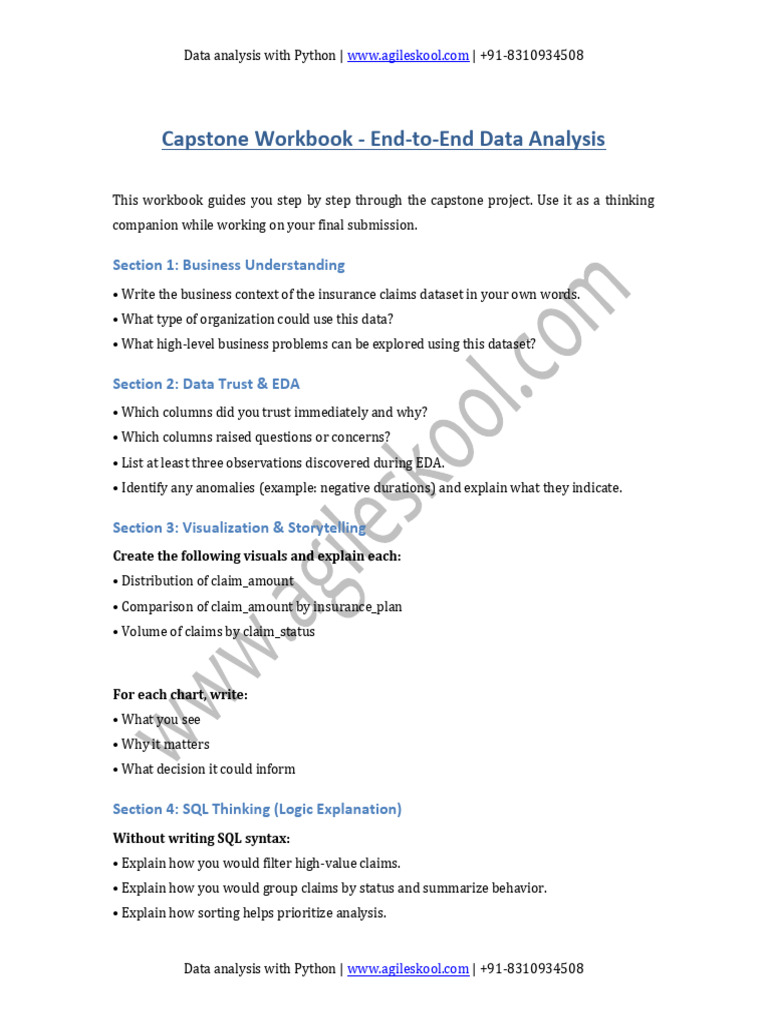 Capstone Project End To End Data Analysis | PDF