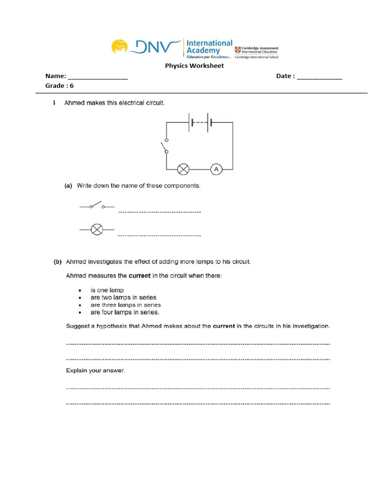Grade-6 Physics Current Worksheet 31st Jan New | PDF