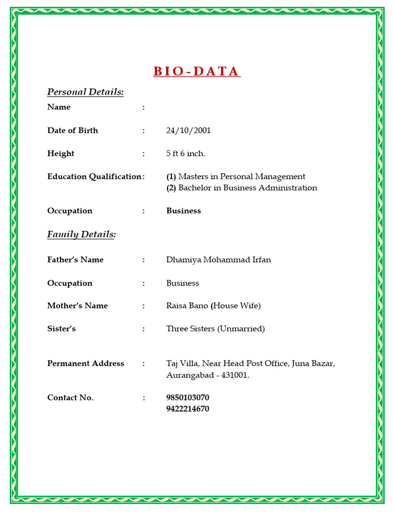 Yaman Bio Data | PDF