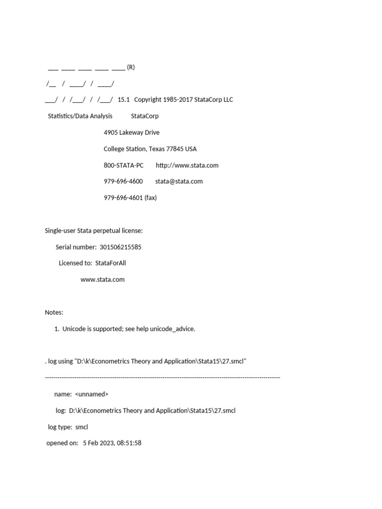 Stata Learning | PDF | Coefficient Of Determination | Mean Squared Error