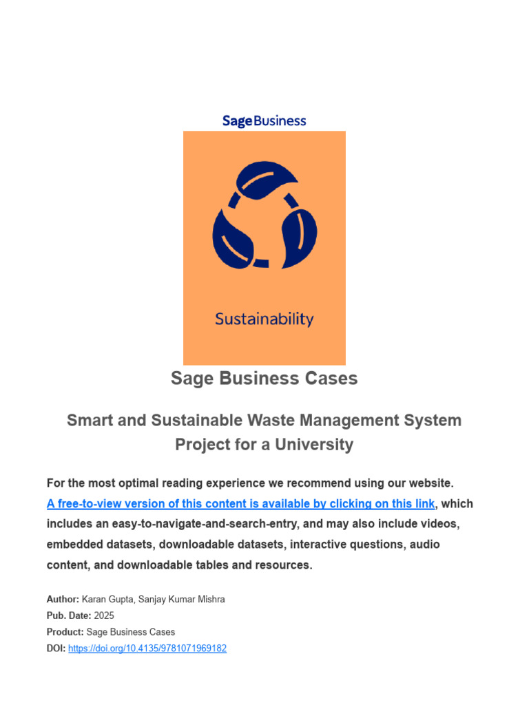 Smart and Sustainable Waste Management System | PDF | Waste Management ...