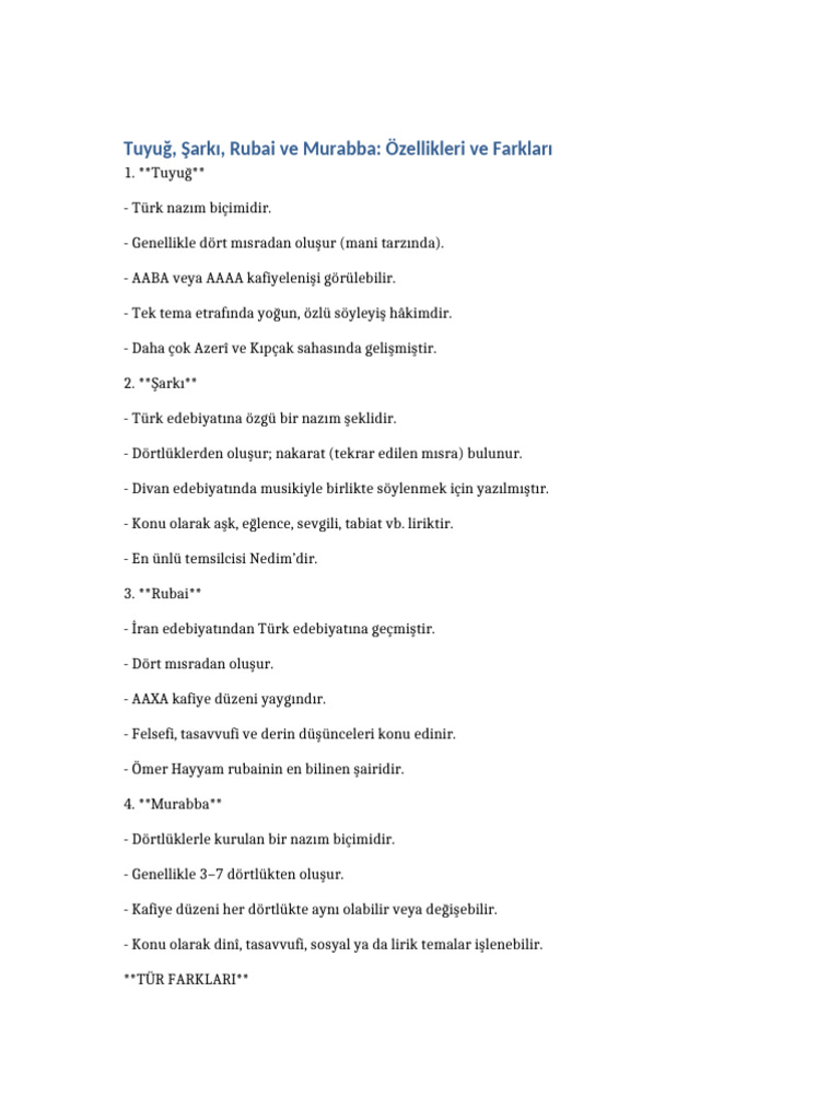 Tuyuğ Sarkı Rubai Murabba | PDF