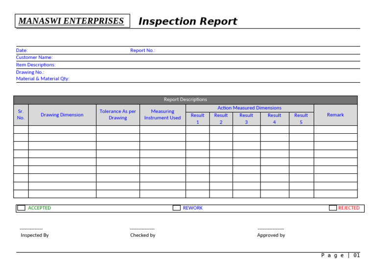 Dimensional Inspection Report | PDF