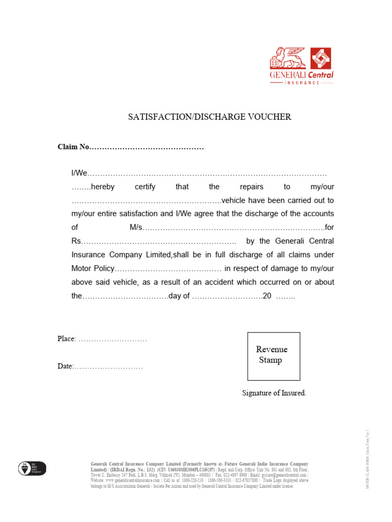 GC Satisfaction & Discharge Voucher | PDF