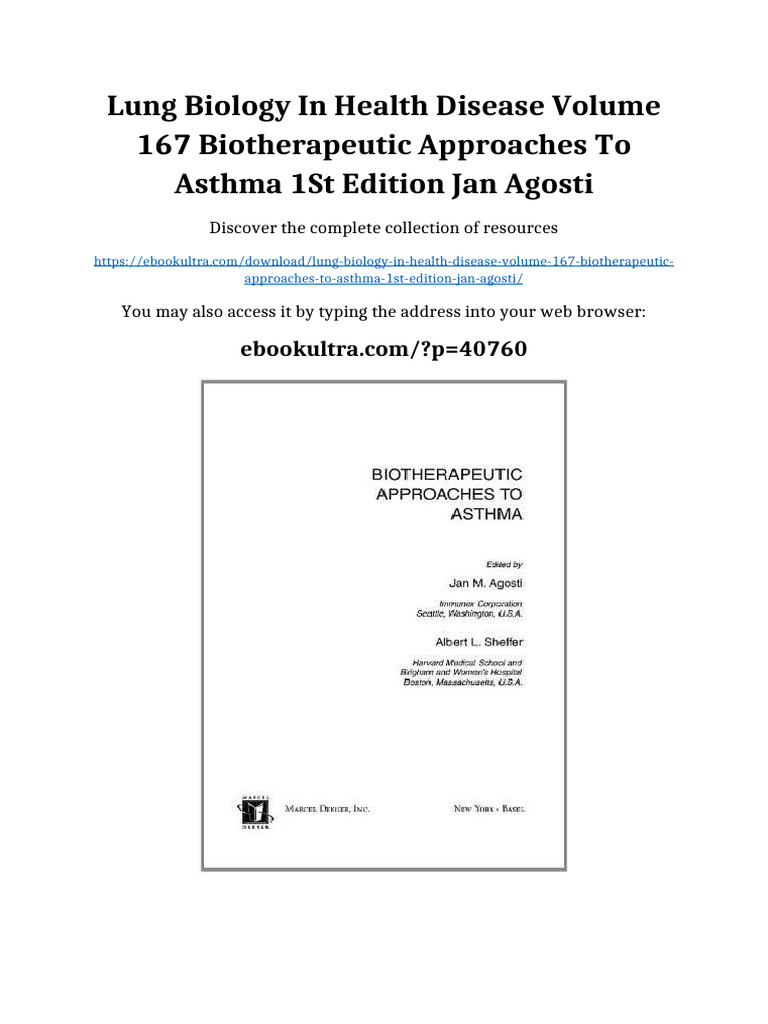 Lung Biology in Health Disease Volume 167 Biotherapeutic Approaches to ...