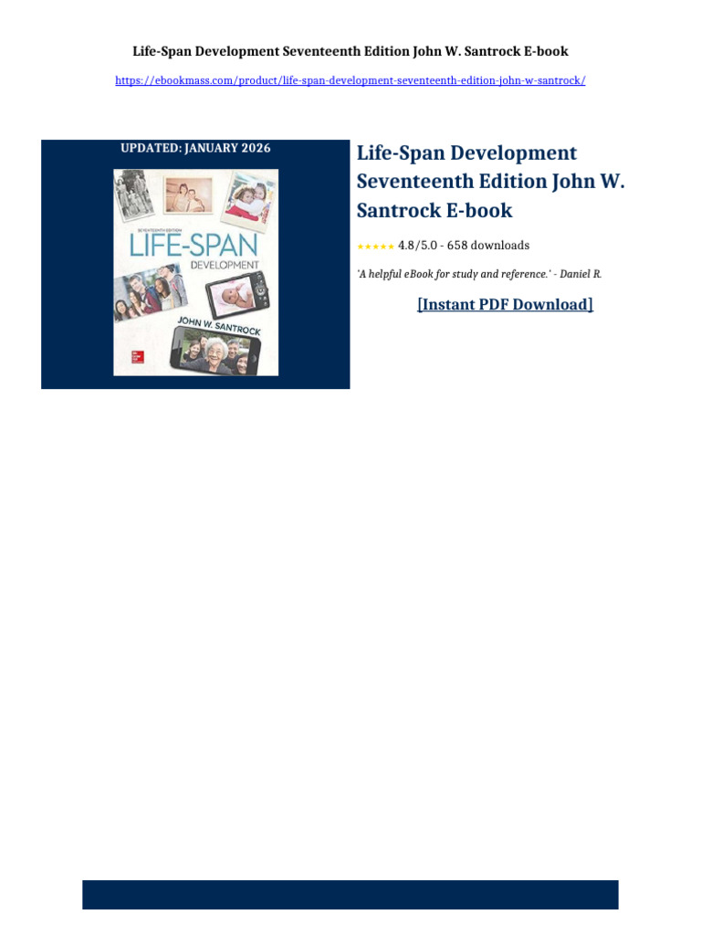 Life-Span Development Seventeenth Edition John W. Santrock ebook always ...