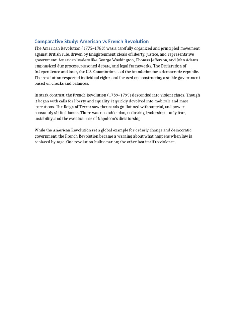 American vs French Revolution | PDF