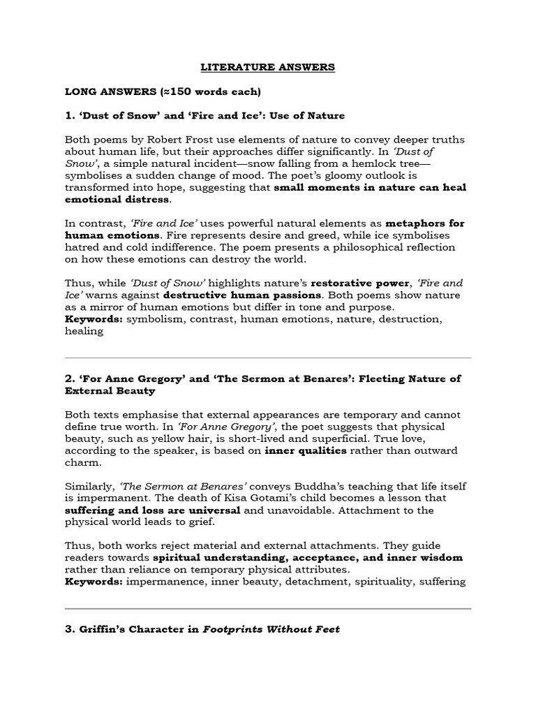 Literature Answers | PDF | Wisdom | Courage