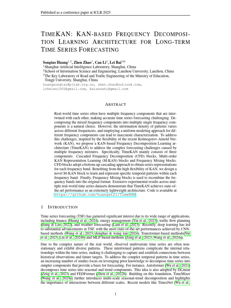 TimeKAN KAN-based Frequency Decomposition Learning Architecture For ...