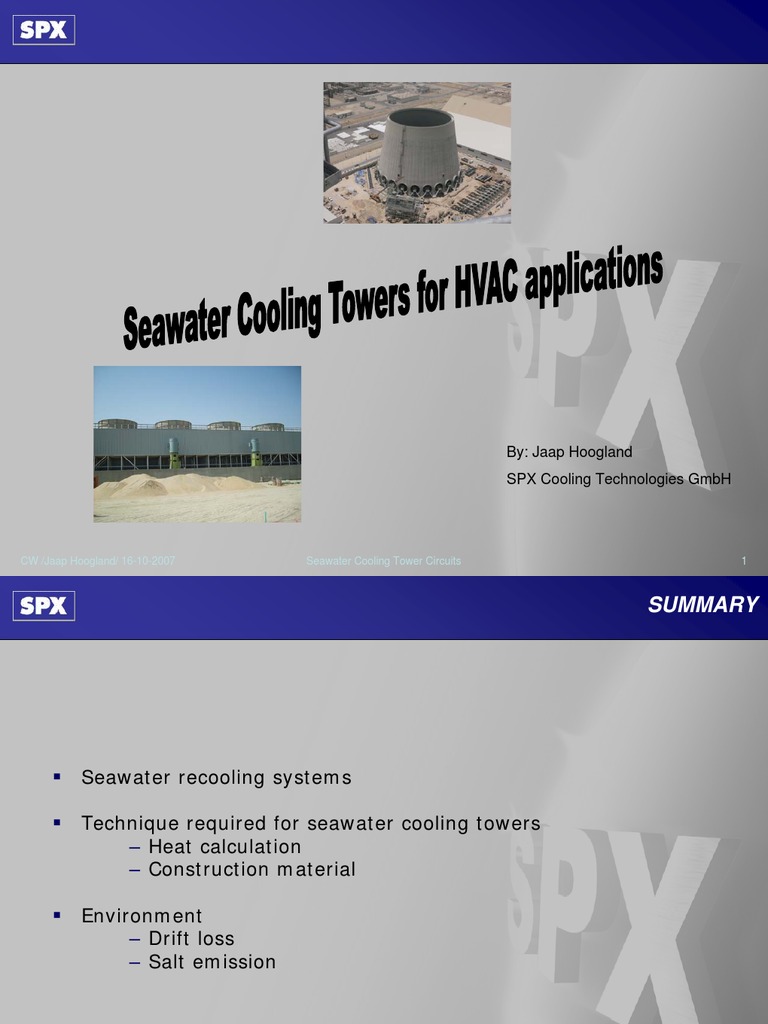 Cooling Tower Presentation | PDF | Water | Salinity