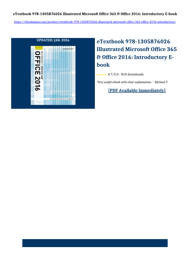 Etextbook 978-1305876026 Illustrated Microsoft Office 365 & Office 2016 ...