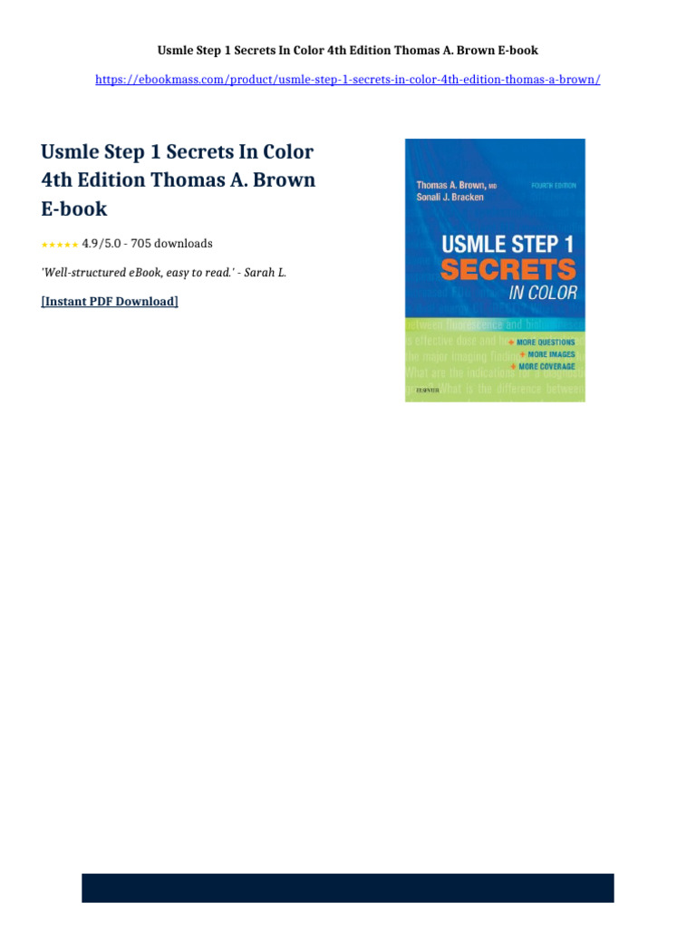 Usmle Step 1 Secrets in Color 4th Edition Thomas A. Brown Ebook ...