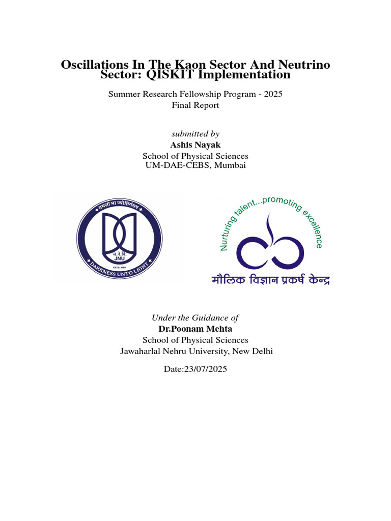 Oscillations in Kaon Sector and Neutrino Sector-Qiskit Implementation ...