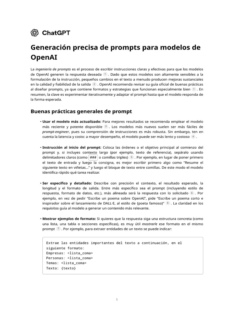 Generación precisa de prompts para modelos de OpenAI | PDF | Ciencias ...