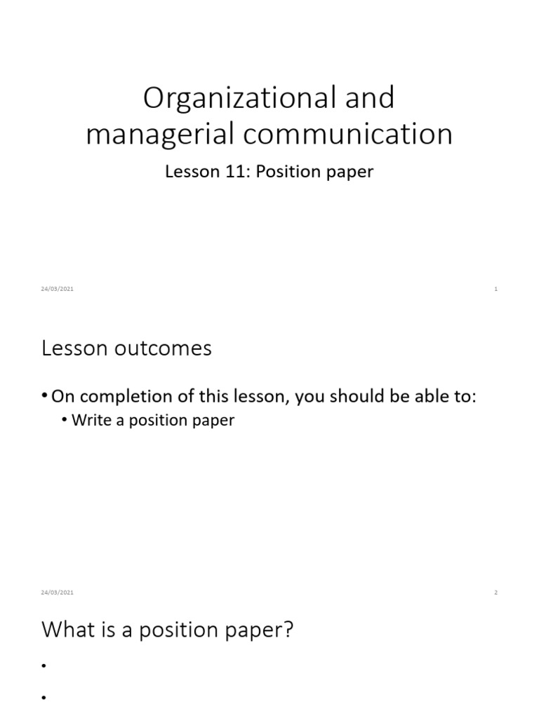 Lesson 11 - Position Paper | PDF | Argument | Information