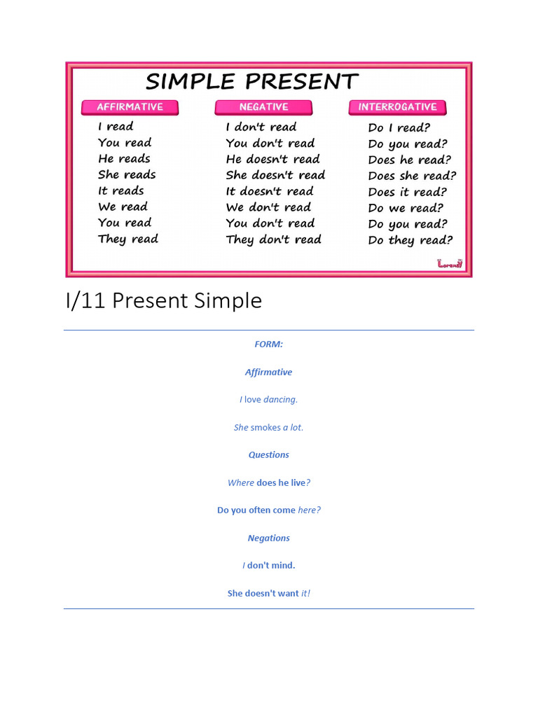 I 11 Present Simple | PDF
