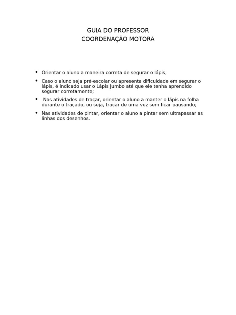 Guia Do Professor - Coordenação Motora | PDF