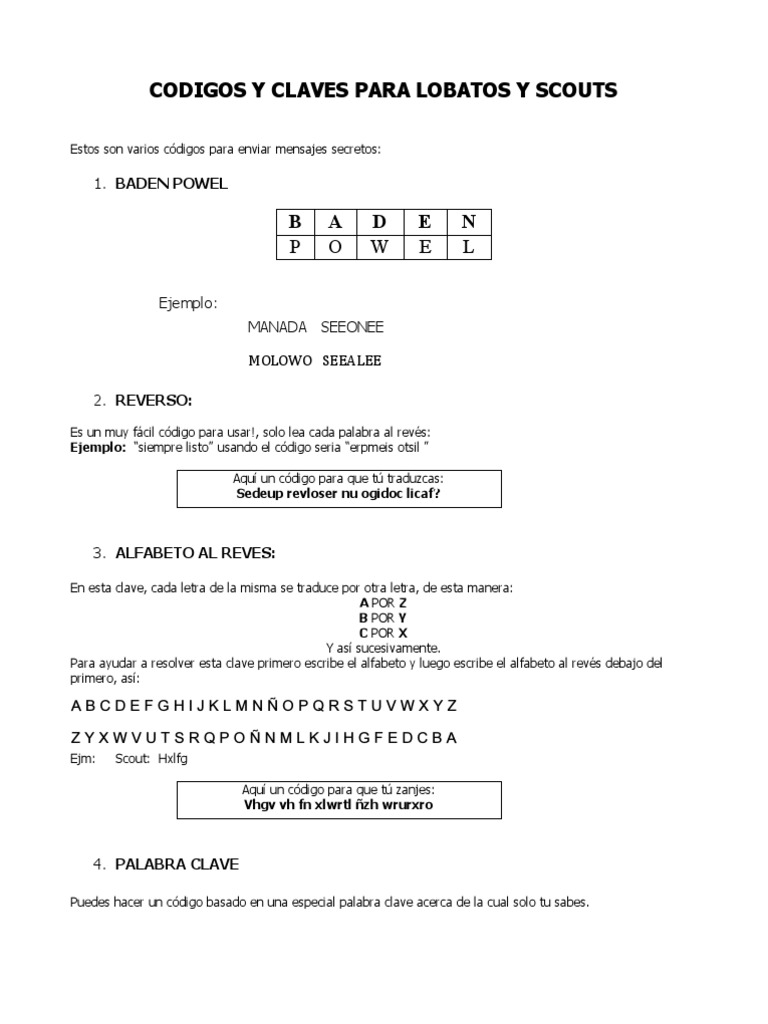 Codigos y Claves Para Scouts | Clave (criptografía) | Exploración