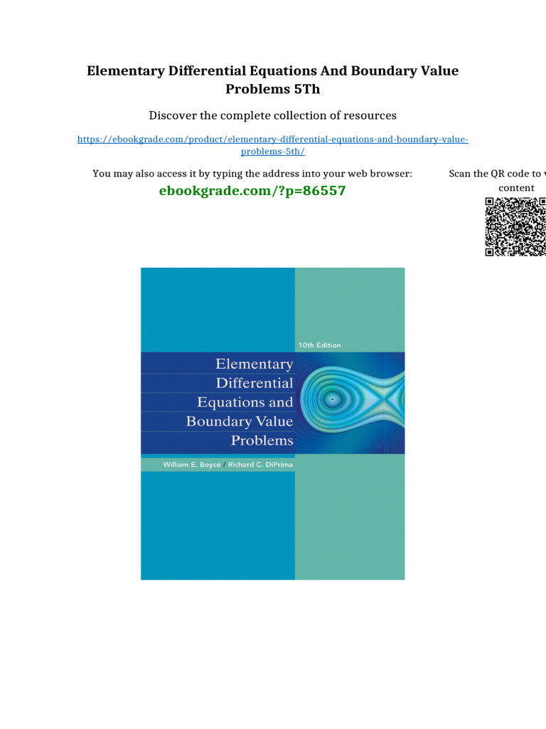 Elementary Differential Equations and Boundary Value Problems 5th ...