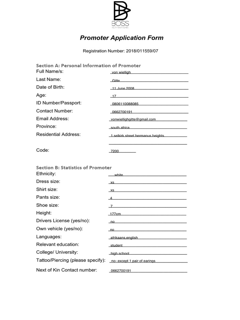 2024 Boss Activations Promoter Application Form | PDF | Justice | Crime ...