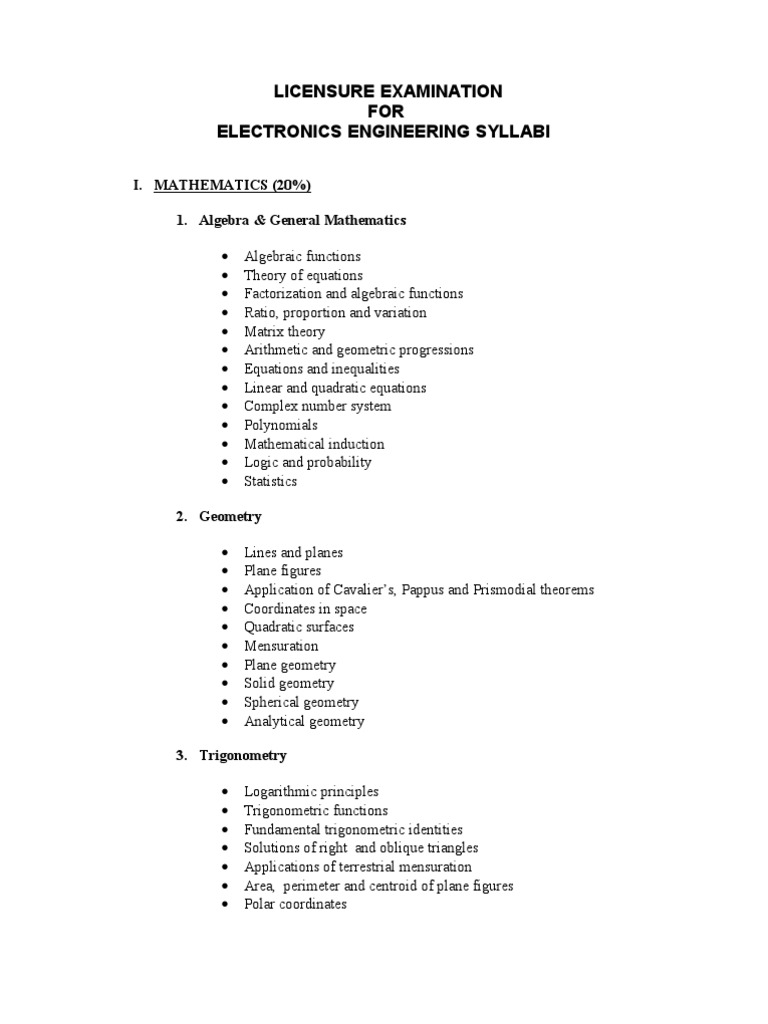 Ece Board Exam Syllabus | PDF | Science & Mathematics