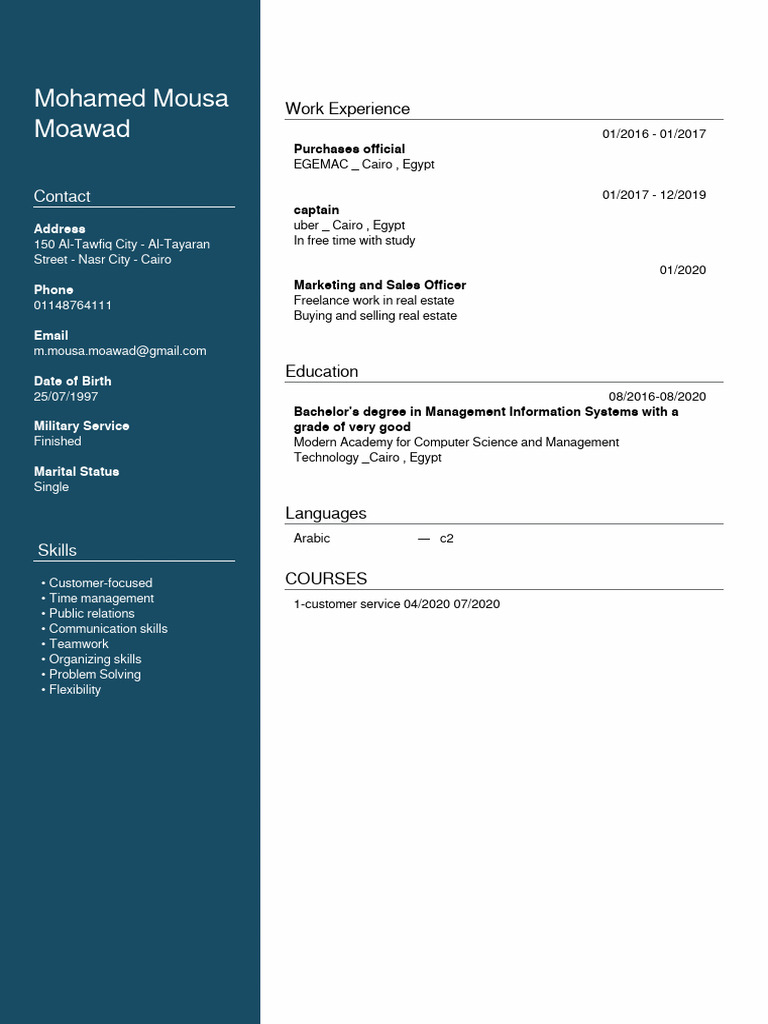 Mohamed Mousa Moawad CV-1 | PDF