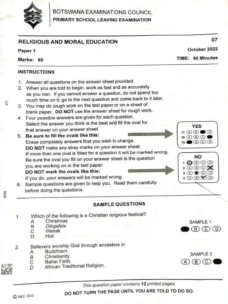 Psle 2022 Rme | PDF